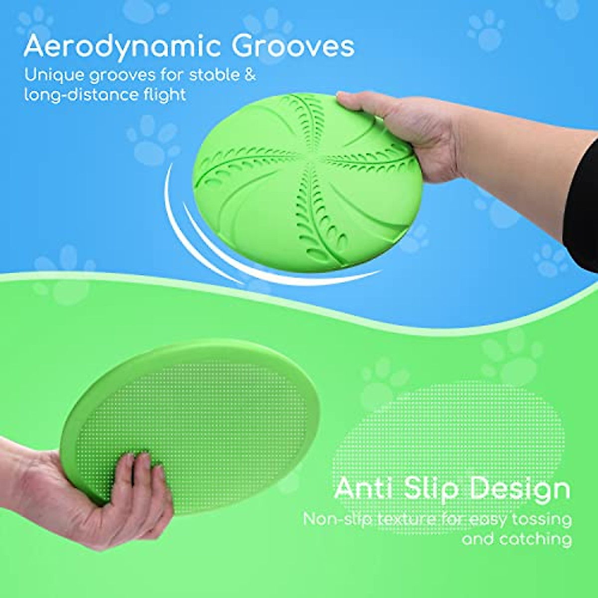 Nobleza 2 Pack Dog Flying Disc, Flexible Floatable Dog Disc Toy for Long-Distance Flies and Floats, Lightweight Soft Flying Discs Toy for Small Medium Large Dogs to Fetch & Catch, Blue & Green