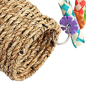 Parrot Grass Woven Tunnel Bird Chewing Relaxing Swing Bird Woven House Toy with Hole Birdcage Accessories for Cockatiel Budgie Hamster
