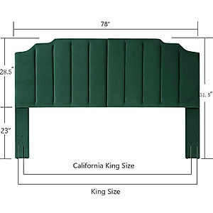 24KF Modern Velvet Upholstered King/Cal King Headboard, Tufted Headboard for King/Cal King Bed, Modern Vertical Channel Design with Curved Tufted King Head Board-Jade