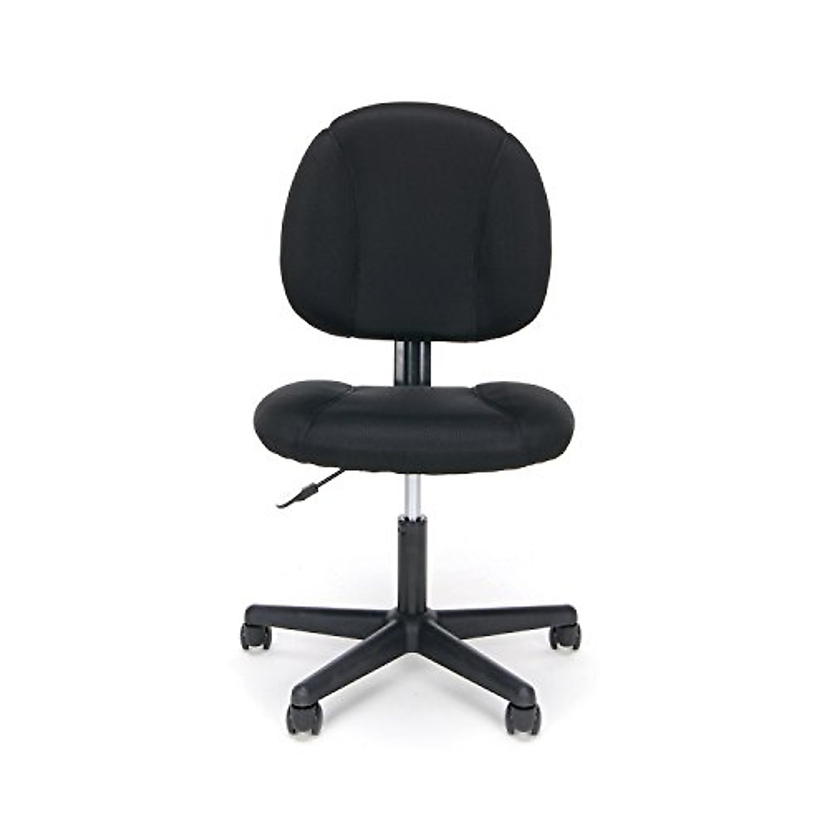 OFM ESS Collection Upholstered Armless Swivel Task Chair, 22.75in. D x 24.50in. W x 34in. - 39in. H, Black