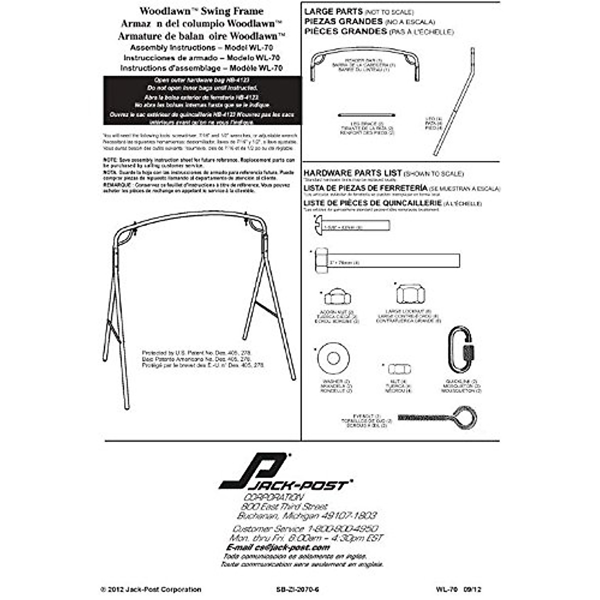 Jack Post Woodlawn Swing Frame in Bronze Finish