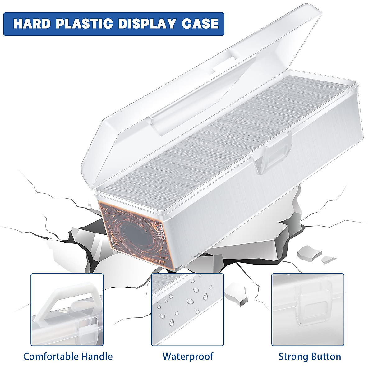 Vicenpal Trading Card Storage Box Organizer Fit 1200 Plus Cards Plastic Deck Card Storage Box Hard Playing Card Case Compatible with MTG Trading Card Games Baseball Football Card Collector (4 Pieces)