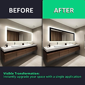 LONGKING Premium 10M Black Wood Grain Peel and Stick Mirror Border Wall Decal: Waterproof PVC Wallpaper Sticker for Kitchen & Bathroom, 393x4.2 in