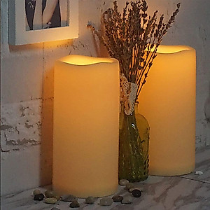3 Pack Flameless Candles 3'' x 3'' 4'' 6'' LED Battery Operated Candles Flickering Plastic Resin Pillar Candles Tea Lights for Home Indoor Lantern Patio Garden