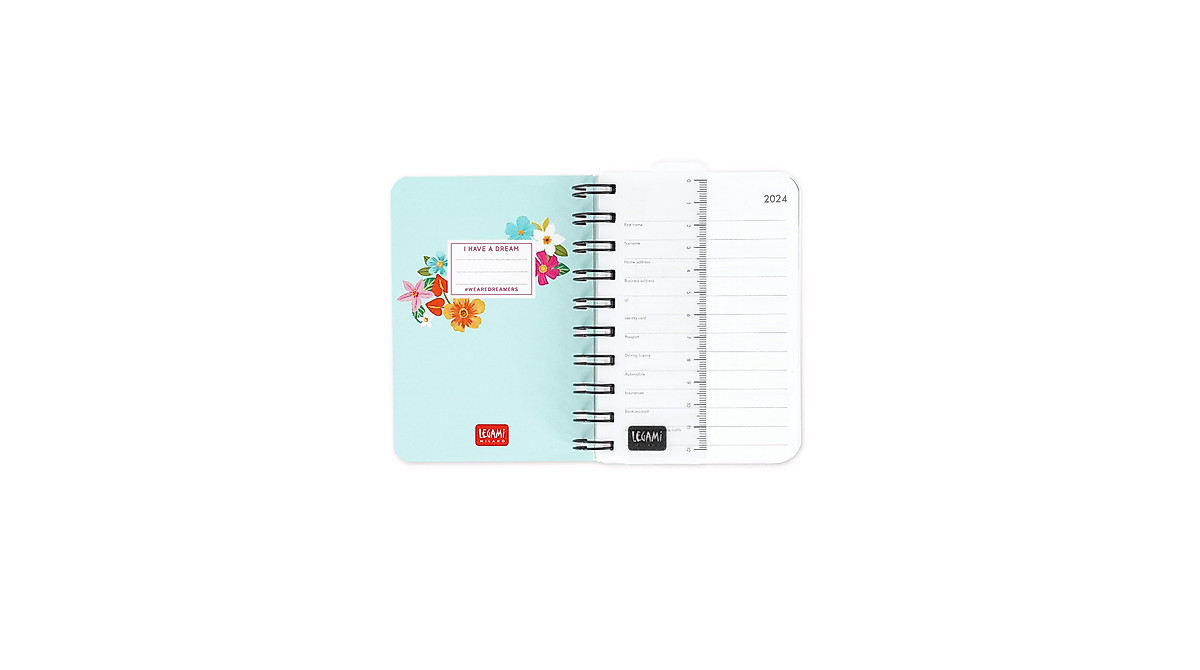 Legami Small Spiral Daily Diary 2024 - Floral Design