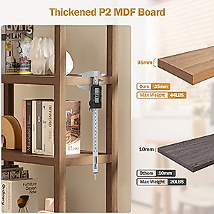 SICOTAS Bookshelf 5 Tier Book Shelf Rattan Boho Tall Bookcase with Doors Storage Wood Shelves Large Bookshelves Farmhouse Bookcases Library Book Case for Living Room Bedroom Home Office Kitchen (Oak)