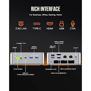 GMKtec K8 Gaming Mini PC Dual LAN 2.5Gbps AMD Ryzen 7 8845HS Desktop Computer, 16GB DDR5 Dual Channel (8GB*2) 512GB PCIe4.0 SSD, USB4.0, HDMI, DP, USB-C, WiFi 6E, BT 5.2