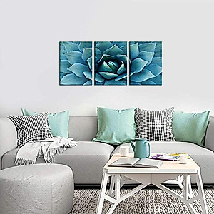 Biuteawal- Modern Canvas Painting Wall Art Blue Agave Picture Plant Painting Wall Decor Turquoise Teal Art Print Gallery Wrap Ready to Hang Modern Bedroom Decorations
