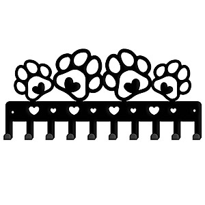 SUPERDANT Dog Paws Metal Key Holder Heart Shape Decorative 10 Hook Key Organizer Home Storage Hooks Wall Mounted Entryway Key Belt Umbrella Hooks Personalized Key Hanger for Wall