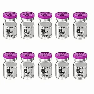Biocomma 10pcs 5ml Sterile Empty Vial with Plastic Aluminum Flip Off Caps，Penicillin Bottle 20mm Crimp Top Sterile Transparent Borosilicate Lab Sample Vial (Transparent)