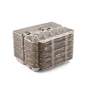 Blank Natural Pulp Egg Cartons Holds Up to Twelve Eggs - 1 Dozen (25 Pieces) and Biodegradable Pulp Fiber Egg Flats for Storing up to 30 Large or Small Eggs (15 Pieces) by MT Products