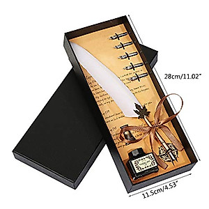 Vxkbiixxcs-o Feather Dip Pen, Pen Feather Ink Pen Calligraphy Set Includes Dip Pen 5 Steel Replacement Nibs Dip Ink Bottle Vintage Gift Box Yellow