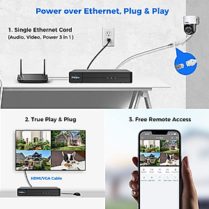 [3TB HDD+Human Tracking] Hiseeu 4K PoE Security Camera System,CCTV Camera Security System w/5MP Home Security Cameras, PTZ 270°Pan 90°Tilt，2-Way Audio,Remote Access,Night Vision,Waterproof,7/24 Record