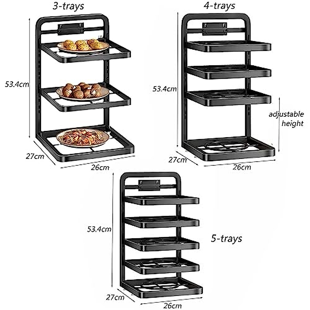 Kitchen Side Dish Organization Rack, Wall-Mounted Multi-Layer Preparation Storage Shelf, Detachable and Height Adjustable, for Kitchen, Hot Pot