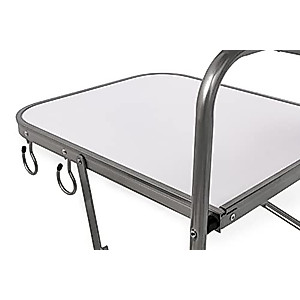 Camco Olympian Deluxe Portable Grill Table | Provides Plenty of Room for Grilling Gear | Ideal for Picnics, Camping, Boating, Tailgating, and Backyard BBQs | (57293) Silver