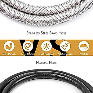 GasSaf 12 inch RV Propane Hose Stainless Steel Braid Propane Pigtail Gas Line with 1/4 Inch Inverted Male Flare (2 PCS)