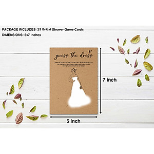 HEZNZXQ Rustic Kraft Wedding Games, Guess The Dress Minimalist Bridal Shower Games, Engagement/Bachelorette Party Decorations, 5" x 7" Double-Sided Games Cards(25 Pack)-A12