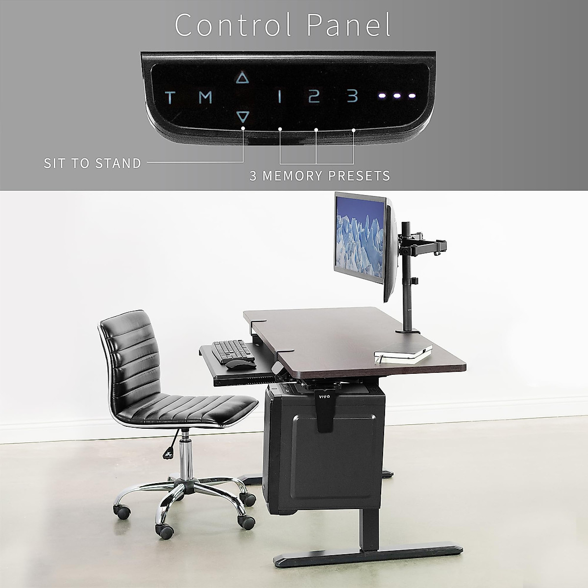 VIVO Electric Height Adjustable 60 x 24 inch Stand Up Desk, Espresso Solid One-Piece Table Top, Black Frame, Standing Workstation with Elegant Touch Screen Controller, DESK-KIT-2E6E