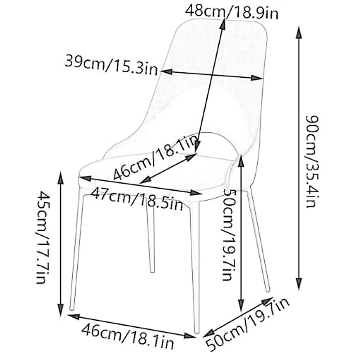 AMENAS WKWKW Kitchen Kitchen Dining Chairs Set of 4 Faux Leather Living Room Side Chairs with Metal Chair Legs for Home Commercial Restaurants(Premium Gray)