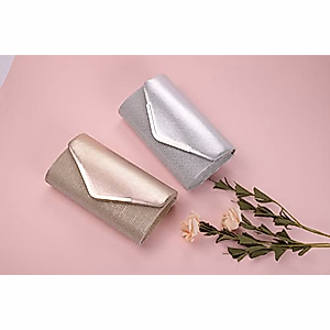 ERIJUNOR E728 Clutch Purse For Women Classic Evening Envelope Bags Shining Party Bridal Prom Crossbody Handbag Champagne