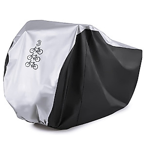 Maveek Bicycle Cover for 3 Bikes Waterproof Outdoor Storage Cycle Protection UV Rain Snow Proof Tarp Tent Shed for Bikes All Weather Dust Dirt Resistant Winter Summer Indoor Garage (Sliver/Black)