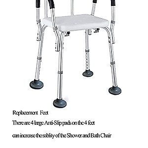 Replacement Feet for Assembly Toilet Safety Feet, Shower Stools and Transfer Bench for Elderly Disable with Upgrade Large Anti-Slip Mat (1-1/8)