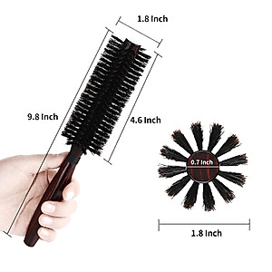 PERFEHAIR Round Boar Bristle Hair Brush-1.8 Inch, Blow Drying & Styling Soft Natural Boars Wooden Hairbrush for Women & Men's Short Fine Hair, Beard