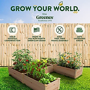Greenes Fence Premium Cedar Raised Garden Bed, 8' x 8' x 16.5" U-Shaped Bed - Made in USA with North American Cedar