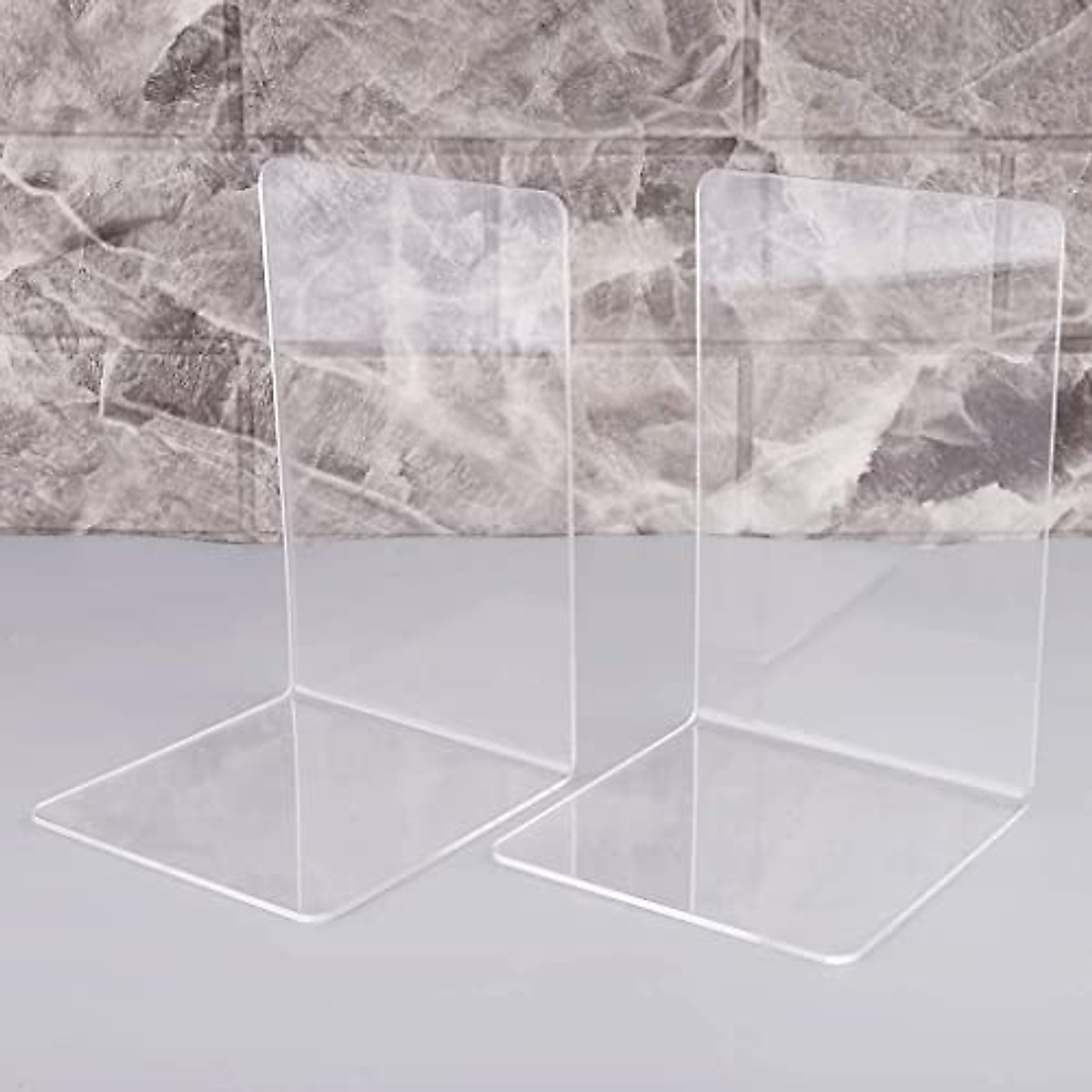 Sujetalibros Book Ends 2Pcs Book Ends for Shelves Clear Acrylic Bookends Non-Skid L-Shaped Book Stopper Bookend Supports for Books/Movies/CDs/Video Games Book Stopper