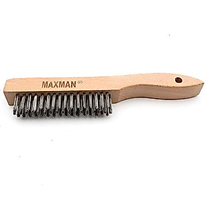 Wire Brush,Heavy Duty Stainless Steel Wire Scratch Brush for Cleaning Rust with 10"Curved Beechwood Handle,2 Pieces