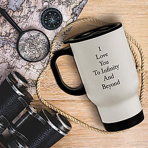 Black I Love You To Infinity And Beyond Steel Travel Mug White