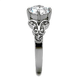 Marimor Jewelry Stainless Steel 2.25 Carat Round Cut Zirconia Engagement Ring Women's Size 10