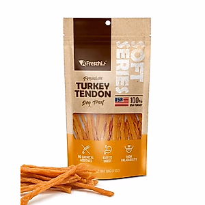 Afreschi Turkey Tendon for Dogs, Dog Treats for Soft Series, All Natural Human Grade Dog Treat, Suitable for Training chew, Ingredient Sourced from USA, Rawhide Alternative, Soft Strip