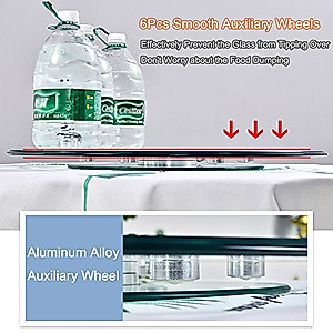 Transparent Rotating Serving Tray For Dining Table, 50-120CM Tempered Glass Lazy Susan Turntable, Round Table Top Rotating Tray Serving Plate With Anti-tilt Auxiliary Wheels Load Capacity 660Ib