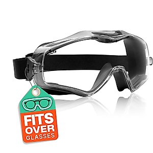 NoCry Safety Goggles Over Glasses for Men and Women; Anti Fog Scratch Resistant Men; Vented Lab with Extreme Impact Resistance; ANSI Z87.1 Certified