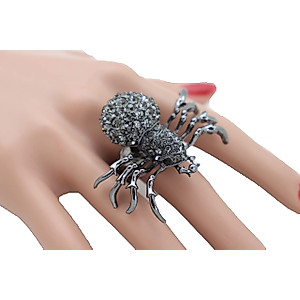 TrendyFashionJewelry Women Fashion Jewelry Spider Ring - Black Metal One Size Elastic Band Insect Scary