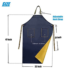 Rubber Aprons Waterproof with Pockets for Dishwashing, Dishwasher Apron Waterproof for Restaurant, 47 Inch Adjustable Neck Strap Butcher Apron for Men Water Proof, Heavy Duty Rubber Apron for Chemical