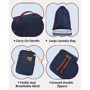 Packing Cubes for Suitcases, BAGSMART 6 Carry On Suitcase Organizer Bags Set Travel Packing Cubes for Women, Lightweight Luggage Organizer Bags with Shoe Bag & Luandry Bag,Navy Blue