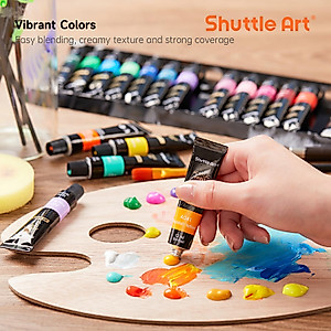 Acrylic Paint Set, Shuttle Art 30 x12ml Tubes Artist Quality Non Toxic Rich Pigments Colors Great for Kids Adults Professional Painting on Canvas Wood Clay Fabric Ceramic Crafts