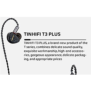 Keephifi Tinhifi T3 Plus Earphone, 10MM LCP Dynamic Driver in Ear Monitor for Clear Sound, with Detachable Cable Headset, HiFi Bass Noise-Isolating Earbud for Music,Game,Sport