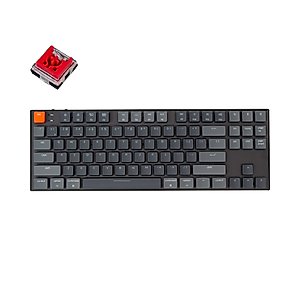 Keychron K1 RGB Hot-swappable Tenkeyless Layout Ultra-Slim Wireless Bluetooth/Wired USB Mechanical Keyboard for Mac Windows with Low-Profile Keychron Optical Red Switch Full Aluminum - Version 5