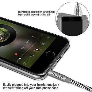 Zerist 3.5mm Stereo Audio Cable Extension Male to Male Nylon Braided 10ft/3m Tangle-Free AUX Cable for Headphones, iPods, iPhones, iPads, Home/Car Stereos and More (Black)