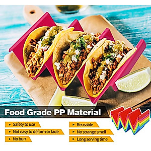 Taco Holder Set, 12 Pack/24 Pack Large Colorful Taco Tray, Taco Stand Each Can Hold 2 or 3 Tacos, Food Grade PP Material, Taco Tray Holder, Tacos Holder for Party, Dishwasher and Microwave(12 Pack)