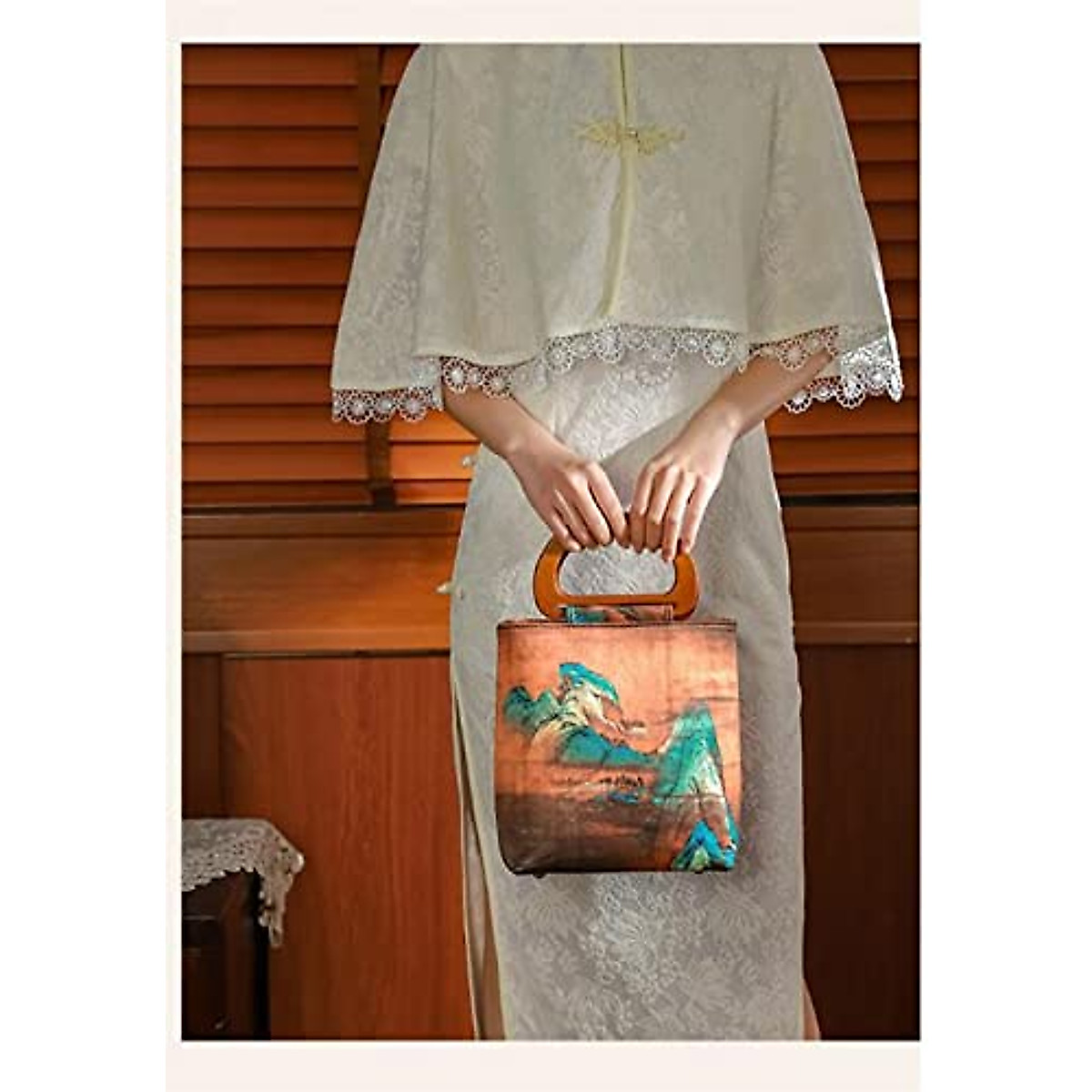 ZLXDP Women's Vintage Handbag National Dinner Handbag Women's Printed Handbag