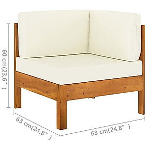 ULUYYUC 2 Piece Patio Lounge Set,Porch Furniture Outdoor sectional Sofa sunroom furnitur Garden Sofa Balcony Sofa Suitable for Porch, Backyard, Pool, Balcony with Cream White Cushions Acacia Wood