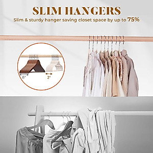 HOUSE DAY Velvet Hangers with Tie Bar 20 Pack Ivory, Clothes Hangers Non-Slip, Space Saving Felt Hangers for Pants, Coat, Suits, Shirt, Scarf, No Hanger Marks