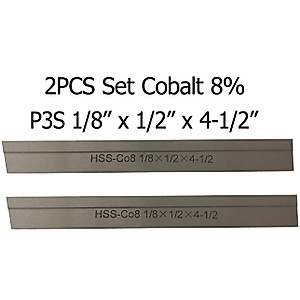 LLDSIMEX Set of 2 8% Cobalt 1/8" x 1/2" x 4-1/2" for Lathe Parting Cut Off Blade Parallel Tyle