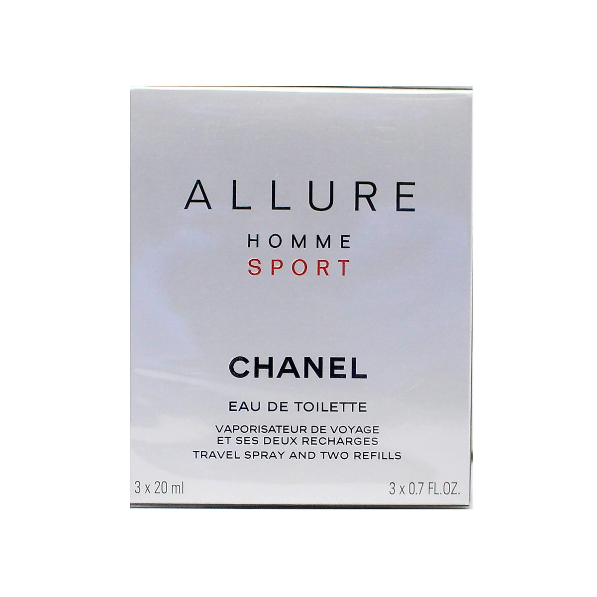 CHANEL Allure Homme Sport Eau De Toilette Travel Spray (With Two Refills) - 3x20ml/0.7oz, clear, fresh Natural, 2.1 Fl Oz