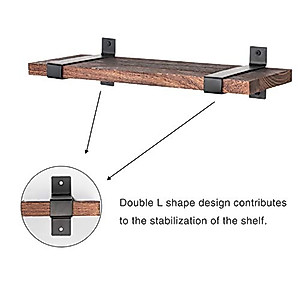 LAVIEVERT Floating Shelves Wall Mounted Set of 2, Rustic Wood Wall Storage Shelves for Bedroom, Living Room, Bathroom, Kitchen, Office - Dark Brown