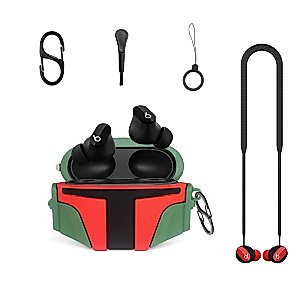 Alquar Star War Case for Beats Studio Buds Case Cover, 3D Cute Fun Anime Character Shockproof Soft Silicone Design, with Keychain 5in1 Accessories Anti-Lost Rope/Ring/Brush for Beats Studio Buds